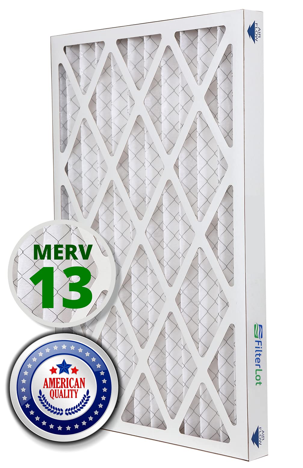 FilterLot 20x25x2 Air Filter MERV 13, Pleated HVAC AC Furnace Filters (12-Pack)