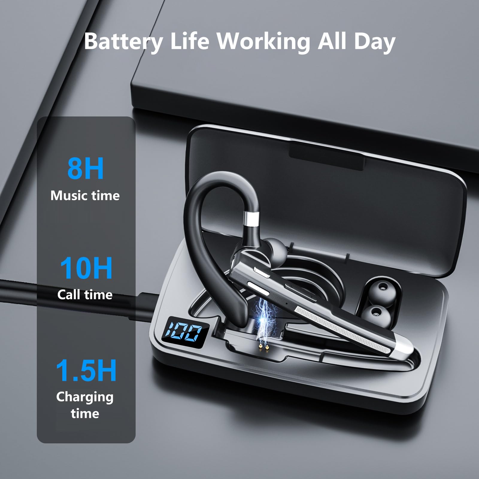 GOSCIEN Wireless Earbuds, Headphones Wireless Immersive Bass Sound Bluetooth 5.1 Headphones with Noise Cancellation Mic, IPX7 Waterproof Bluetooth Earphone with Charging Case for iPhone/Android