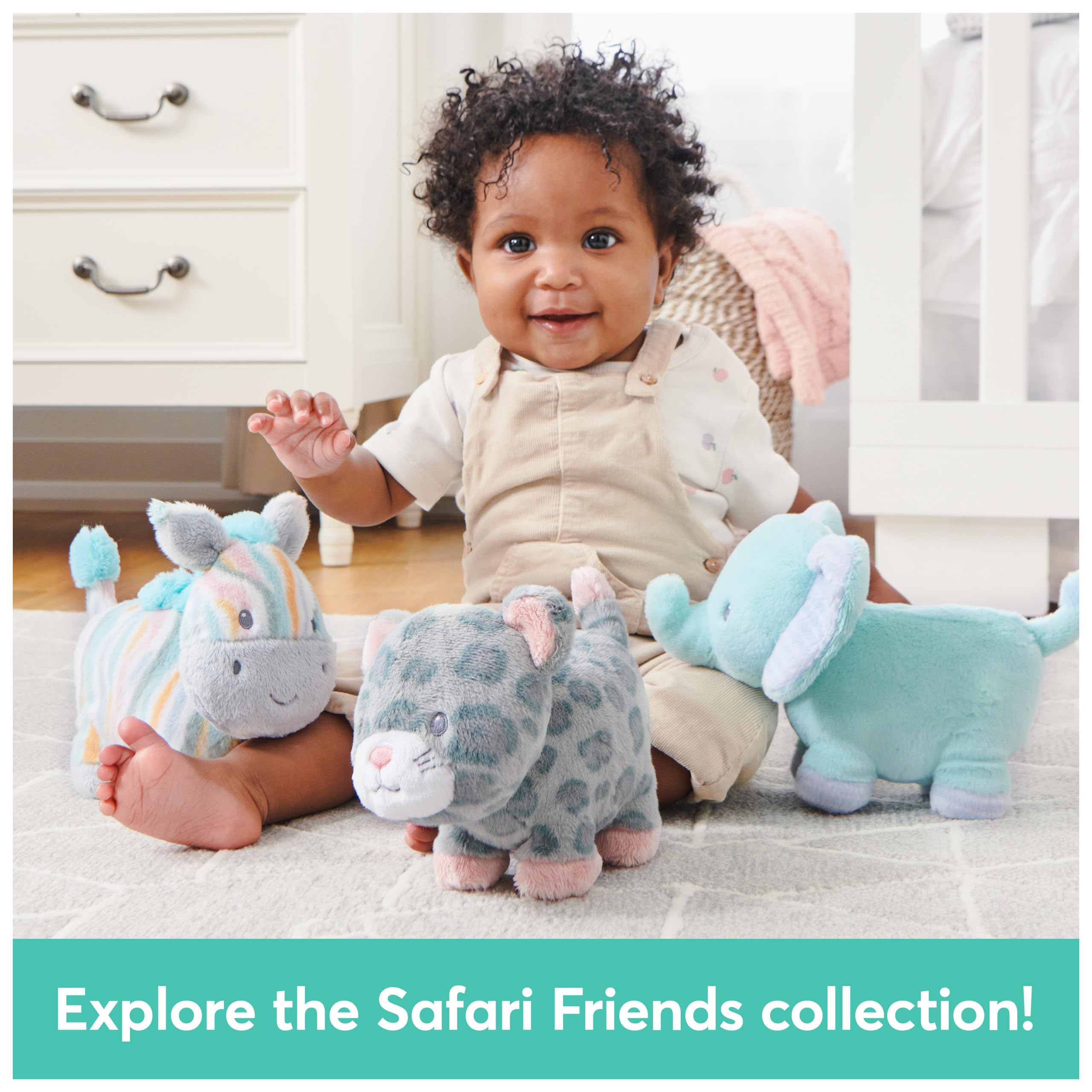 GUND Baby Safari Friends Collection Plush Elephant with Chime, Sensory Toy Stuffed Animal for Babies and Newborns, Teal, 7"