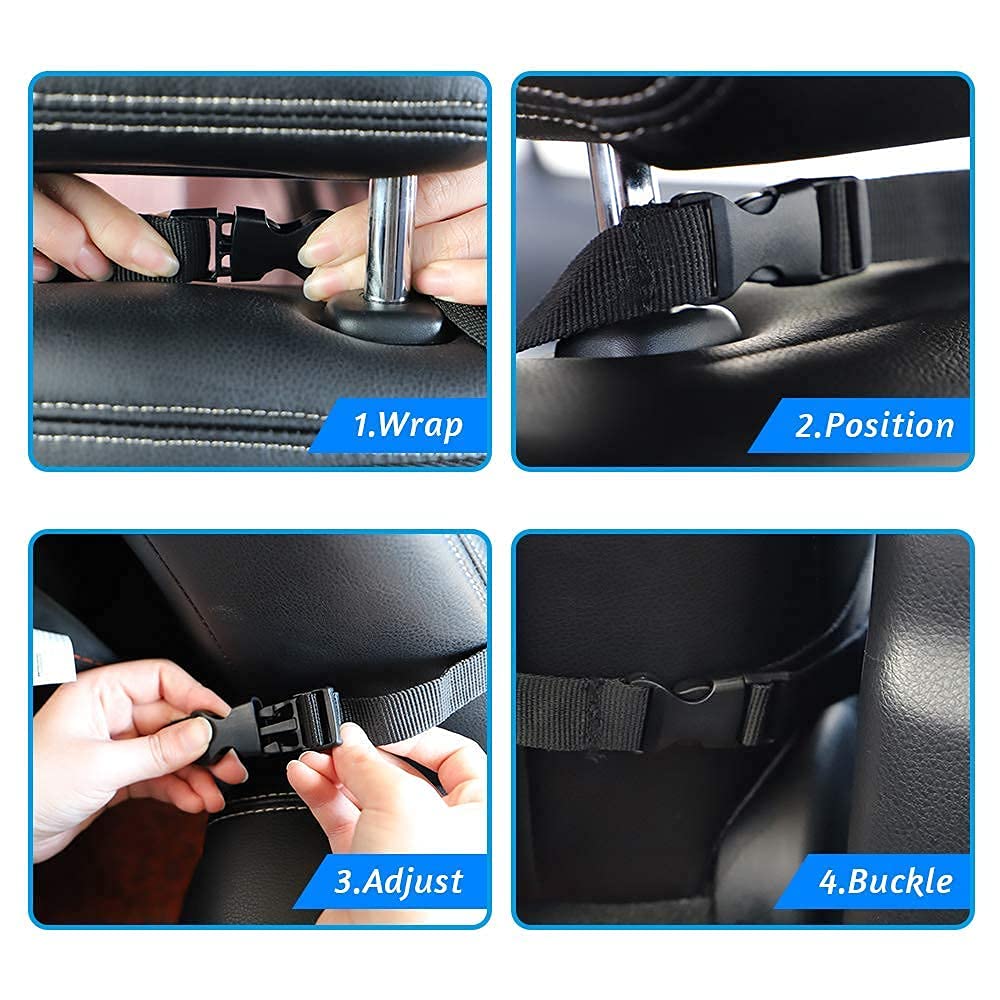 Funbliss Car Backseat Organizer -Kick Mat Seat Protector,Suitable for Mini IPad,7.9 Screen,Premium 600D Oxford Waterproof Fabric，2 Pack Black