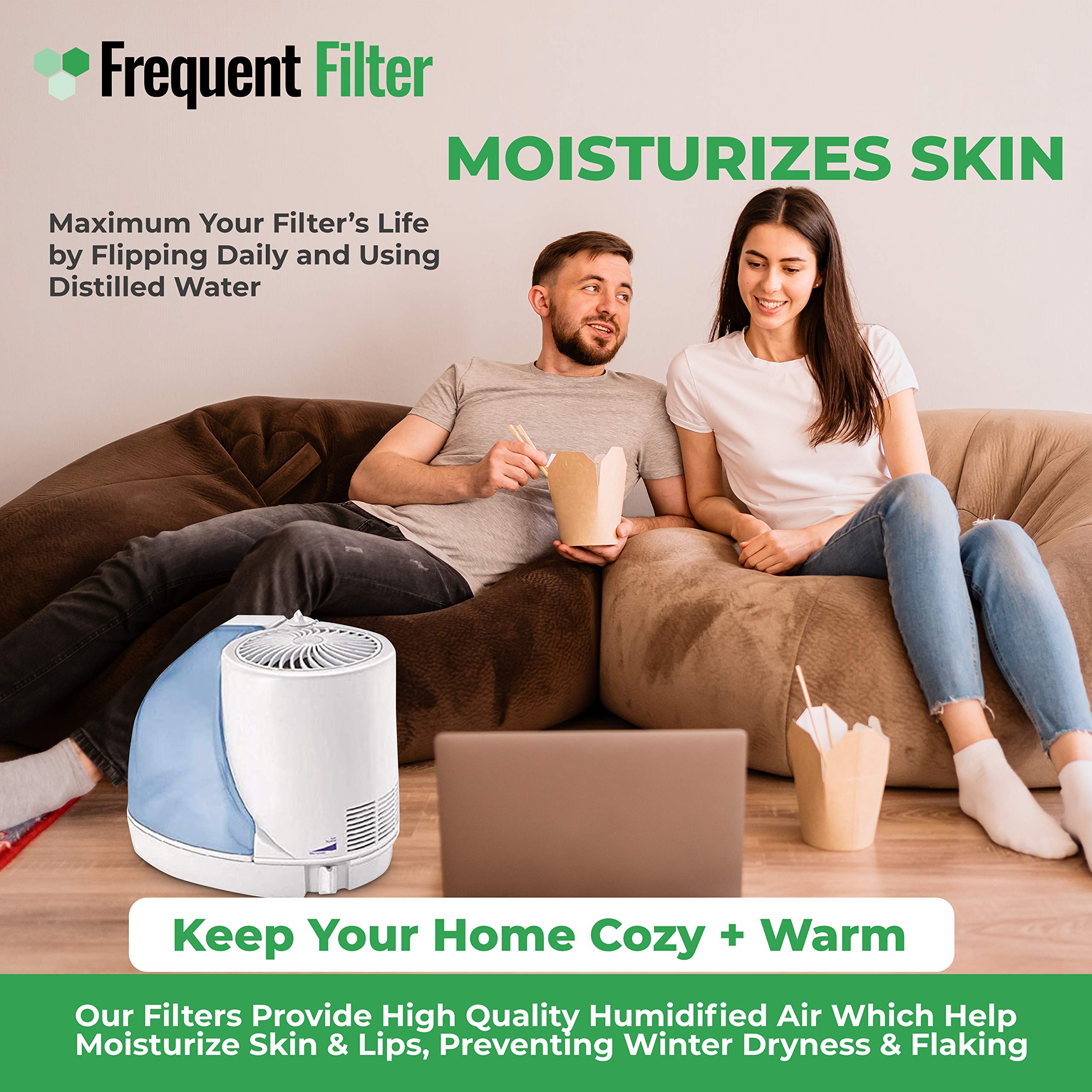 Frequent Filter Holmes Compatible Humidifier Filter- HWF62 & HF62CS, FIlter A (4 PACK)