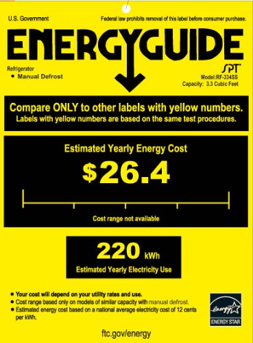 SPT RF-334SS 3.3 cu.ft. Compact Refrigerator in Stainless Steel - Energy Star
