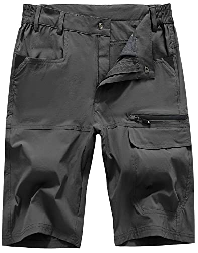 Gopune Men's Lightweight Quick Dry Shorts Workout Running Gym Cargo Shorts (Deep Grey,36)