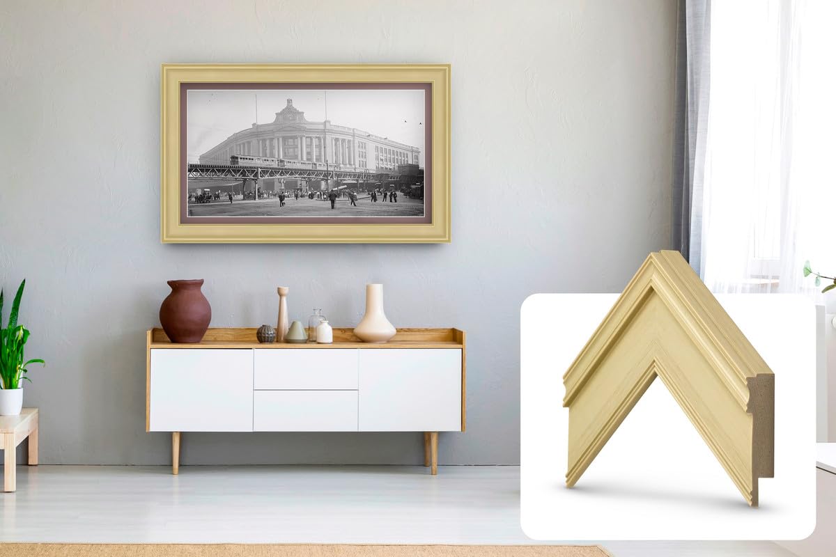 Frame My TV Deco TV Frames - Antique White Smart Frame Compatible ONLY with Samsung The Frame TV (32", Fits 2021-2024 Frame TV)