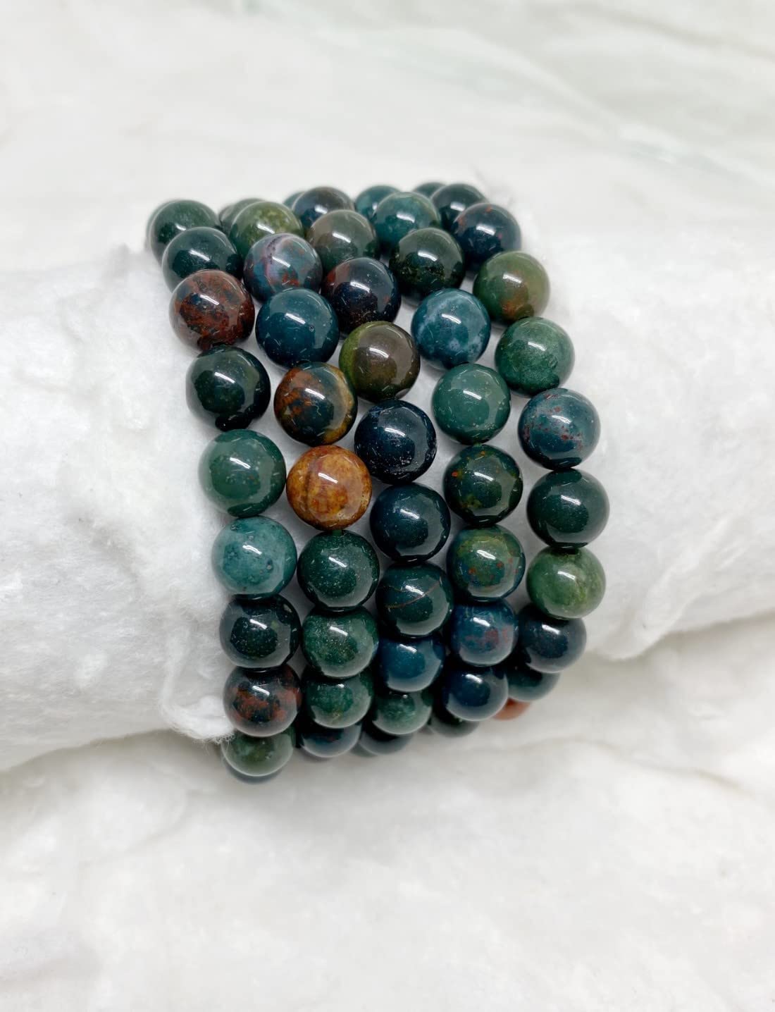 Generic Soothing Crystals Bloodstone Beaded Bracelet 8Mm A Grade 7.5 Inch (Bloodstone)