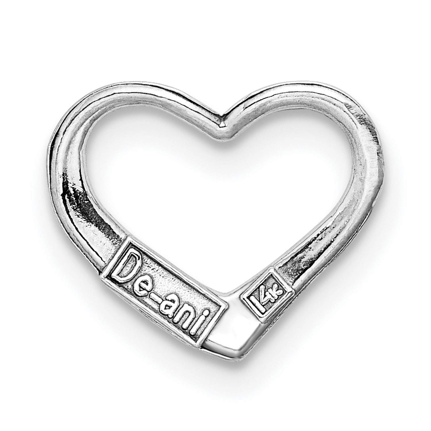 Floating Heart Charm In Real 14k White Gold 10 mm x 12 mm