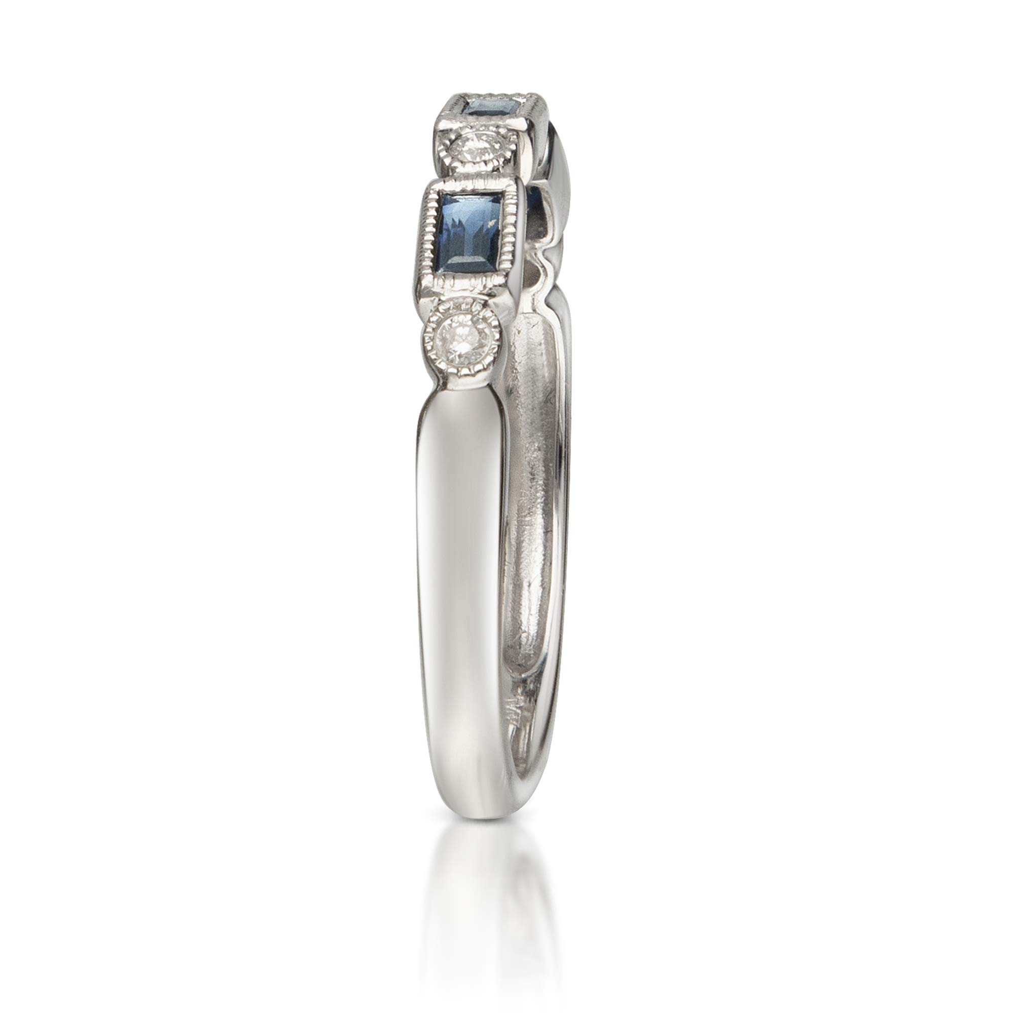 Gin & Grace 10K White Gold Natural Diamond (I1,I2) & Genuine Blue Sapphire Engagement Propose Promise Ring for Women