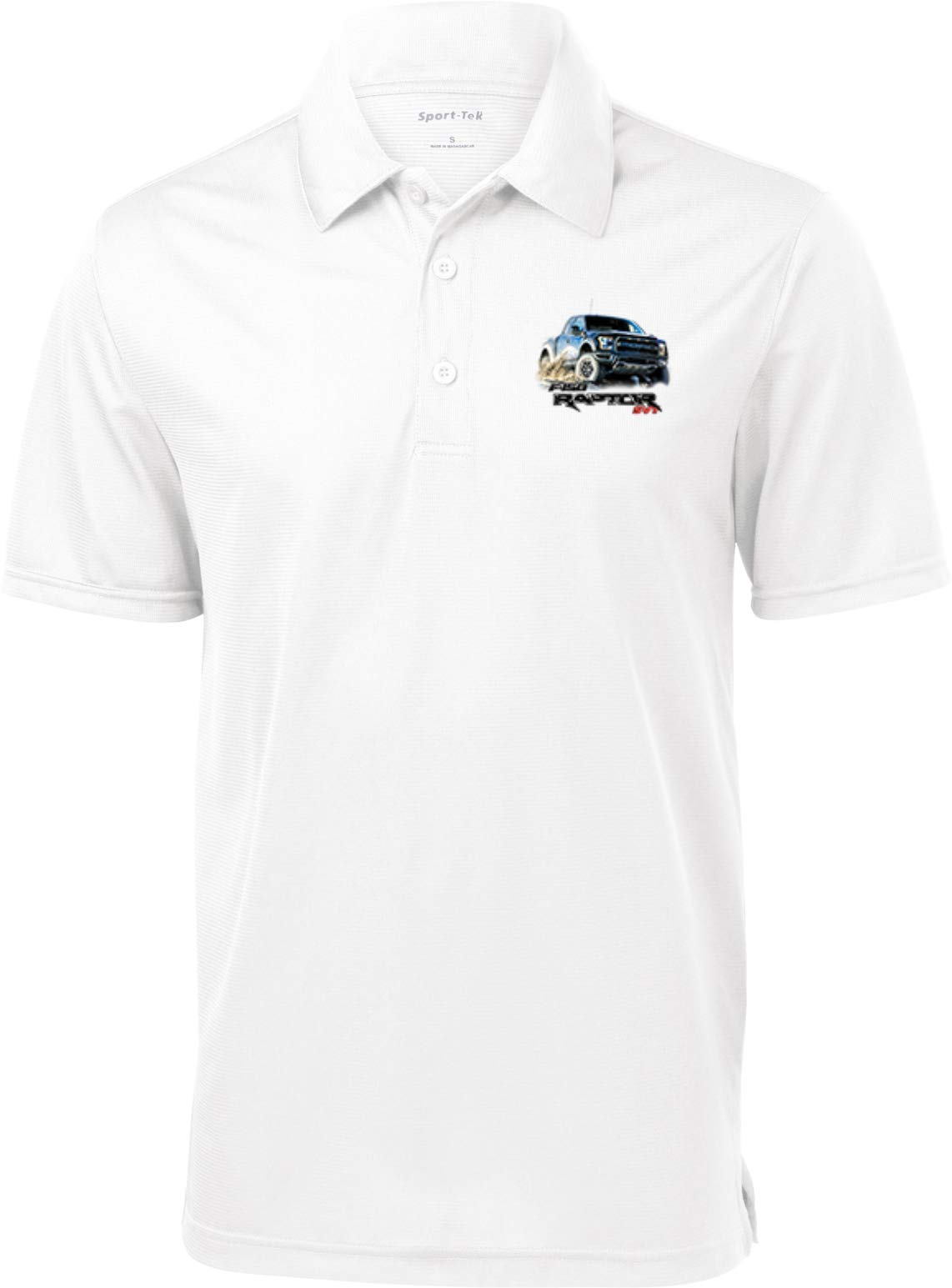 Ford F-150 Raptor Pocket Print Textured Polo, White 2XL