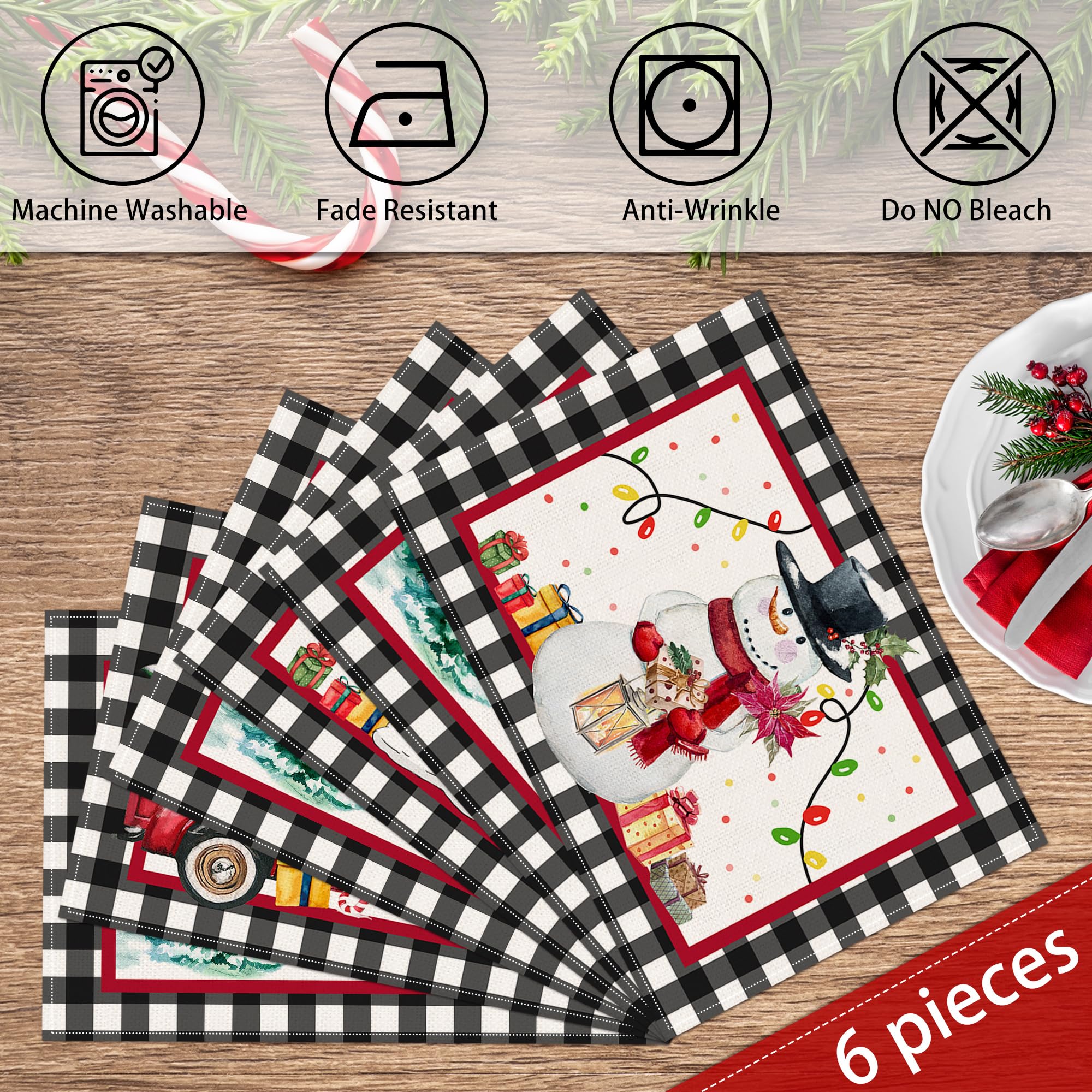 Halloween Placemats Set of 6-12x18 Inch Decorative Place Mats for Dining Table with Hocus Pocus