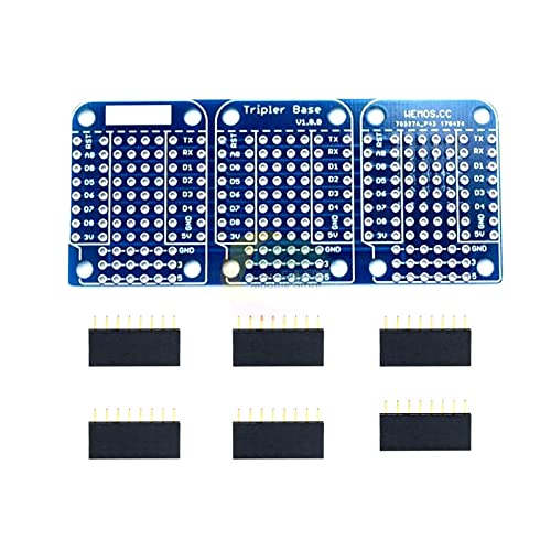 for Wemos D1 Mini Triple Socket Triplet Base Shield Board NodeMCU Compatible ESP8266 Development Base Board Module with Pins