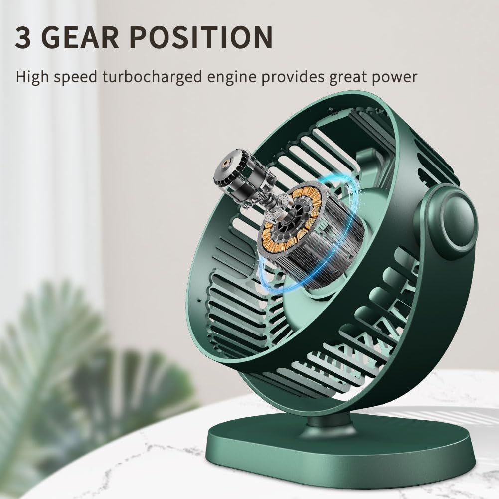 FrSara USB Desk Fan, Small Desk Fan 3-Speed Adjustable, 360-Degree Rotation Adjustment, Ultra-Quiet, Large Air Volume, Comfortable, Stylish, Easy to Use