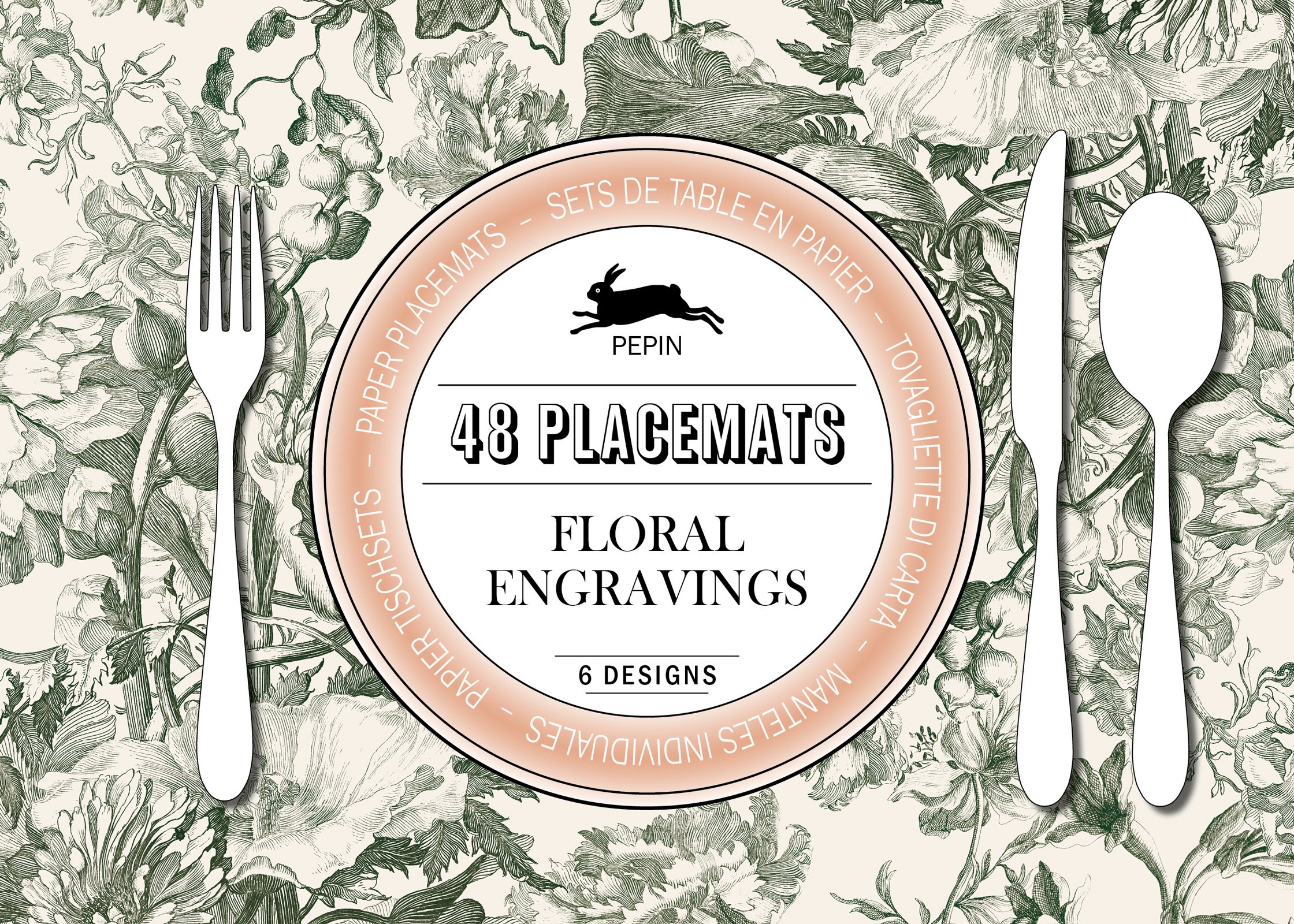 Floral Engravings: Paper Placemat Pad (Multilingual Edition) (English, Spanish and French Edition)