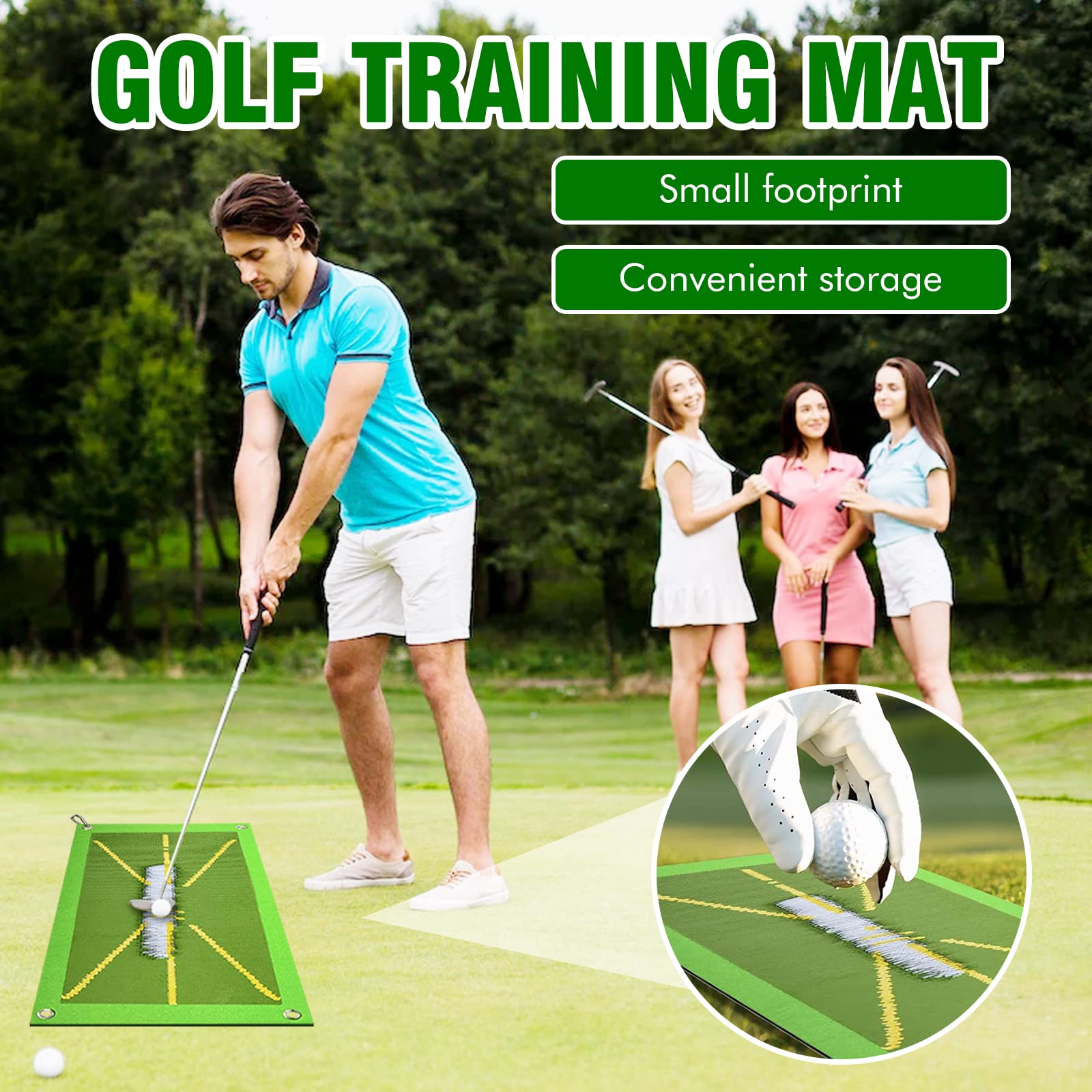 Golf Training Mat for Swing Detection Batting - Golf Hitting Mat Practice Training Aid Equipment, Golf Divot - Analysis Swing Path and Correct Hitting Posture, for Practice Outdoor Indoor
