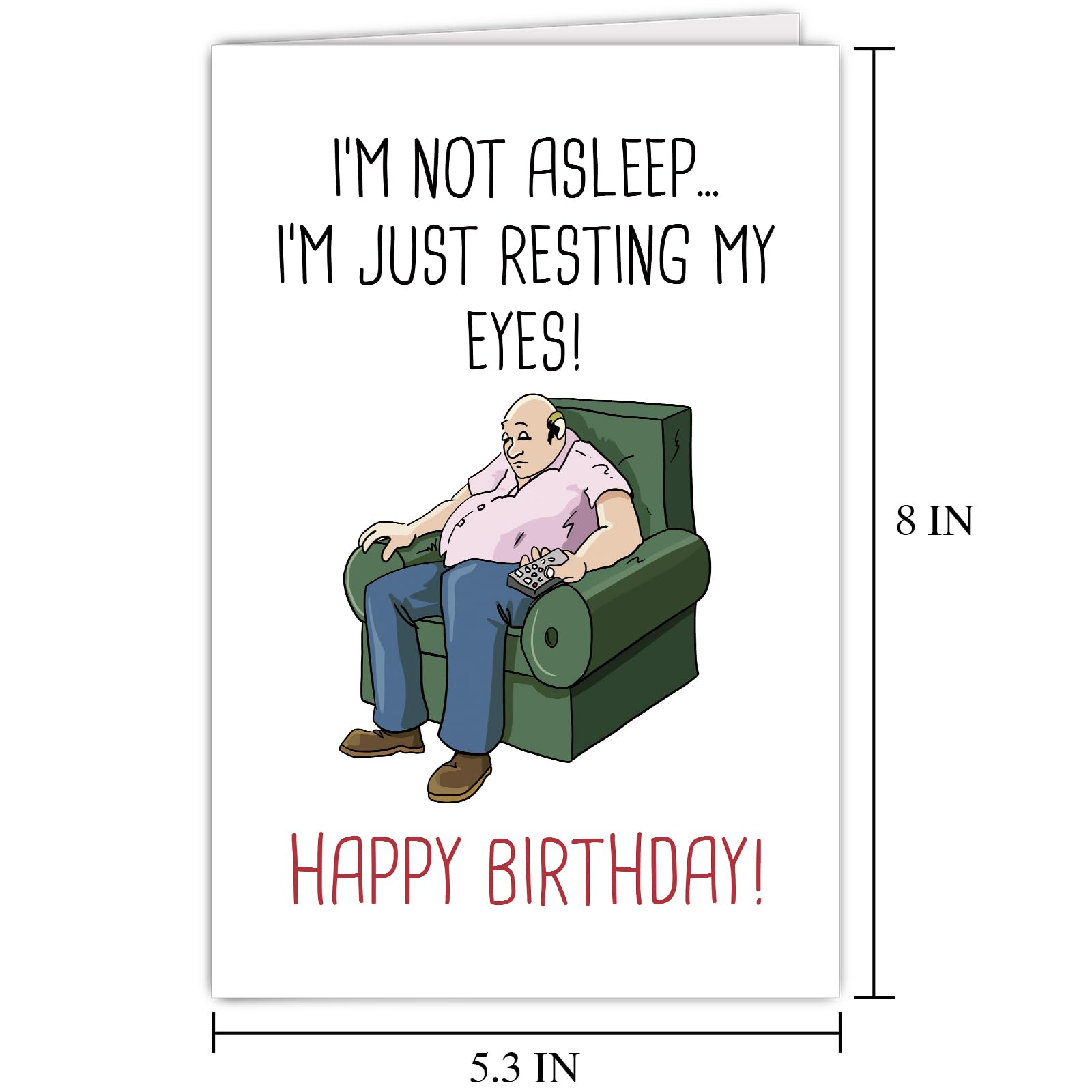 Funny Birthday Card for Men, Humorous Birthday Card for Dad Grandpa Uncle, Happy Birthday Card for Old Guy, Not Asleep Just Resting Eyes