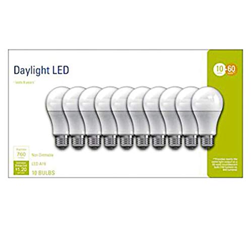 G E LIGHTING 93098308 LED Light Bulbs, Frosted Daylight, 10-Watt, 760 Lumens, 10-Pk. - Quantity 1