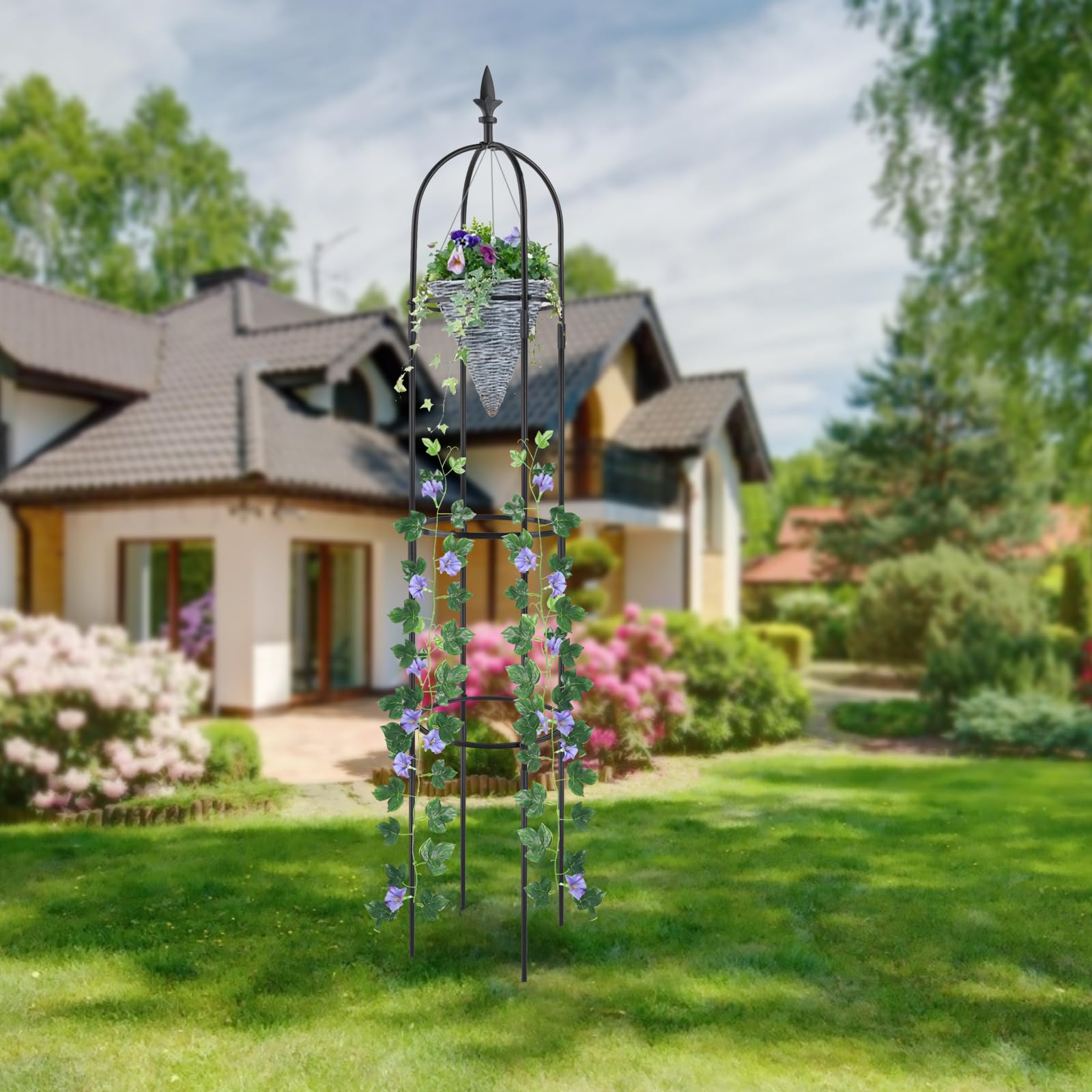 Garden Trellis for Climbing Plants Tower Obelisk Garden Trellis 6ft Tall Plant Support Vine Supports Plant Tower for Climbing Vines and Flowers Stands 2 Pack