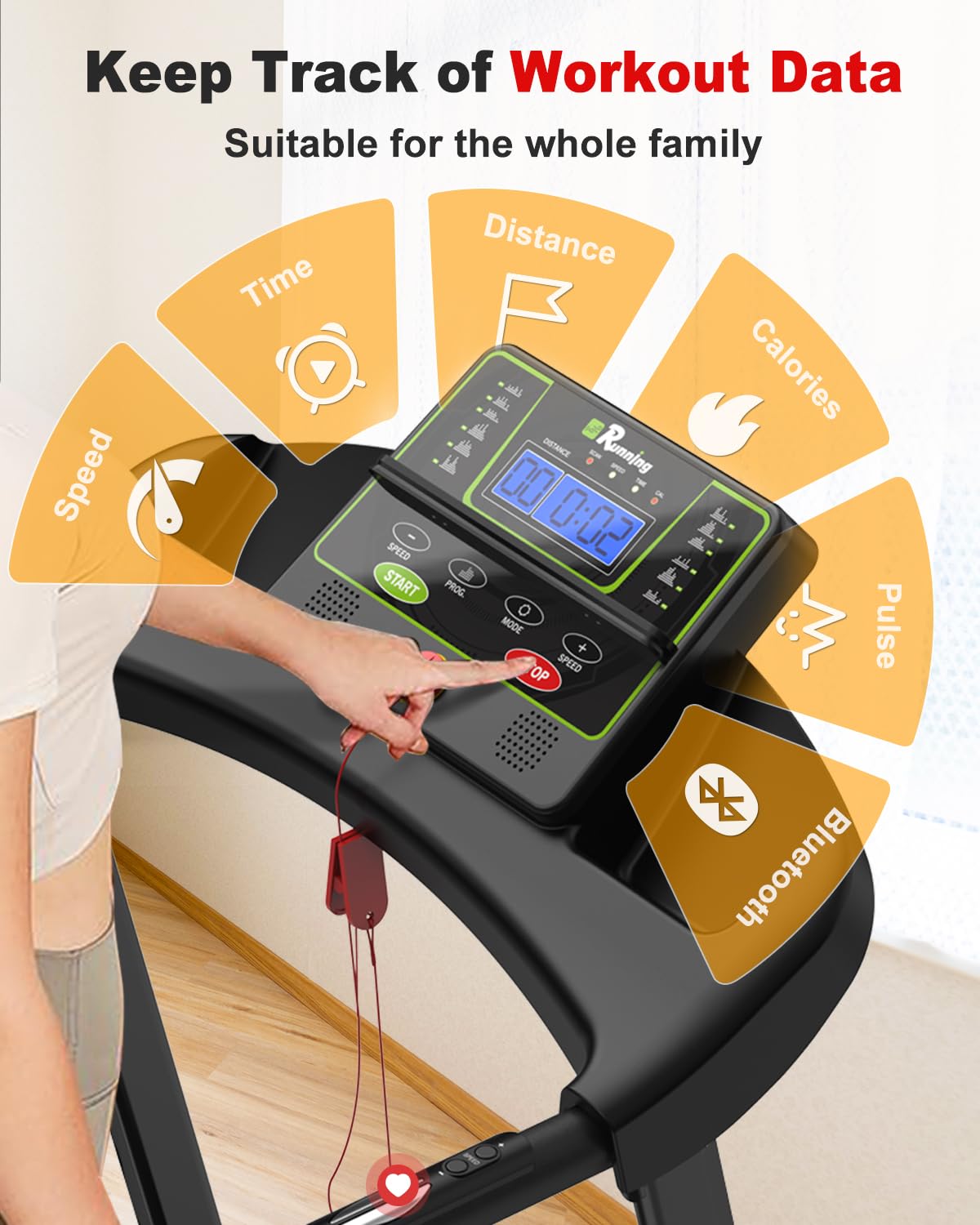 FYC Folding Treadmill for Home Portable Electric Motorized Treadmill Running Exercise Machine Compact Treadmill for Home Gym Fitness Workout Jogging Walking (JK0805E-1)