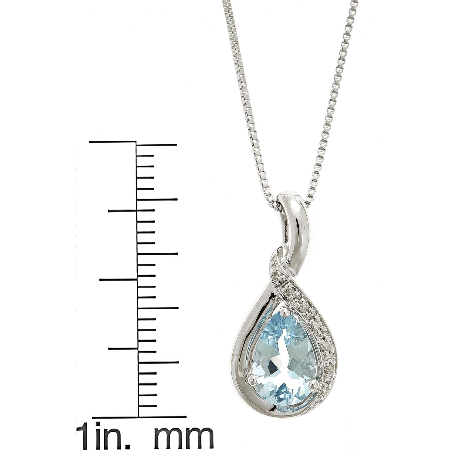 Gin & Grace 925 Sterling Silver Genuine Aquamarine Diamond pendant for Women