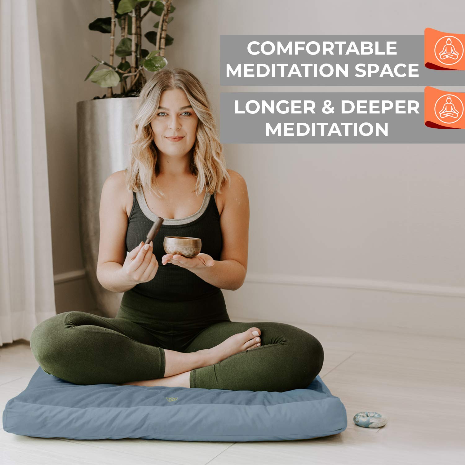 Florensi Yoga & Meditation Bundle | Ocean Abyss Zabuton Meditation Mat & Yoga Wheel 3 Pack