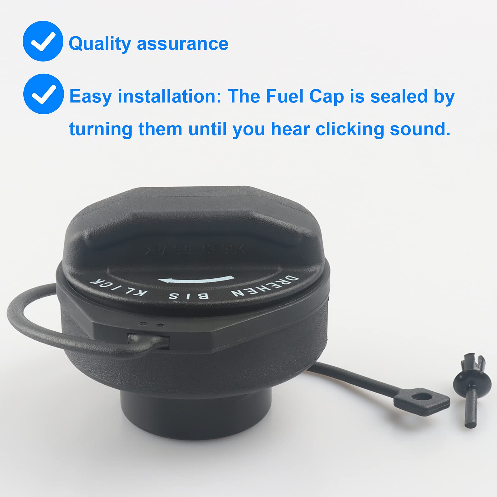Gas Cap, Fuel Cap with Strap Clip Replace 99620124103, 996 201 241 03 Compatible with Porsche 986 987 996 997 - Compatible with Boxster 1997-2012, 1998-2013 Porsche 911, 2006-2012 Porsche Cayman