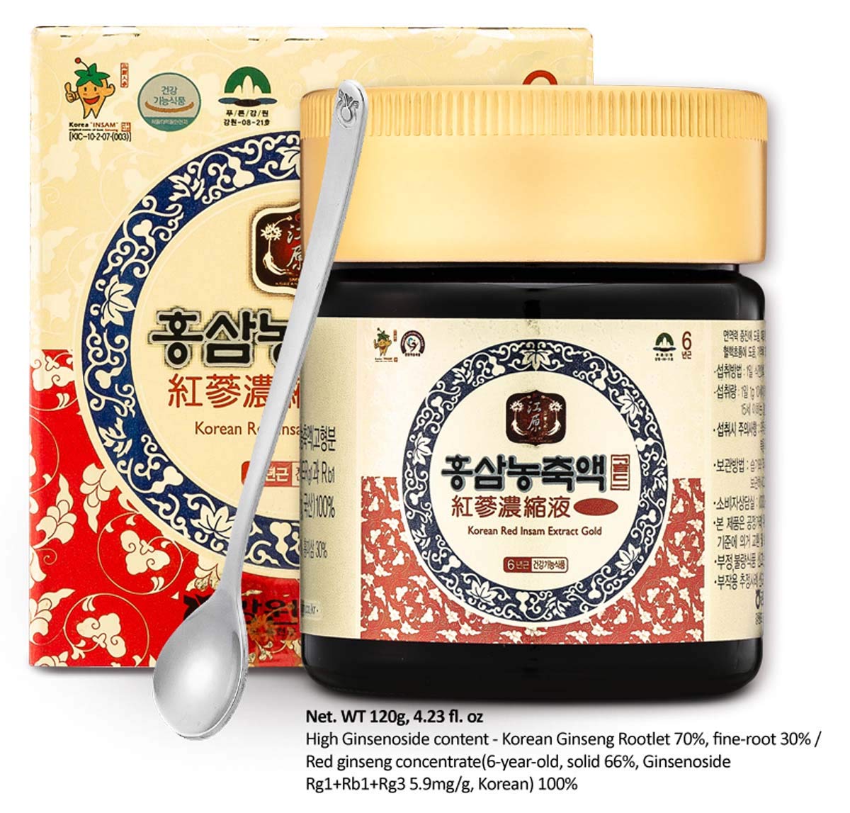 Gangwoninsam] Korean Red Ginseng Extract Gold 120g / 4.23 fl. oz – Contains 100% Pure Korean 6-Year-Old Red Ginseng Root Extract