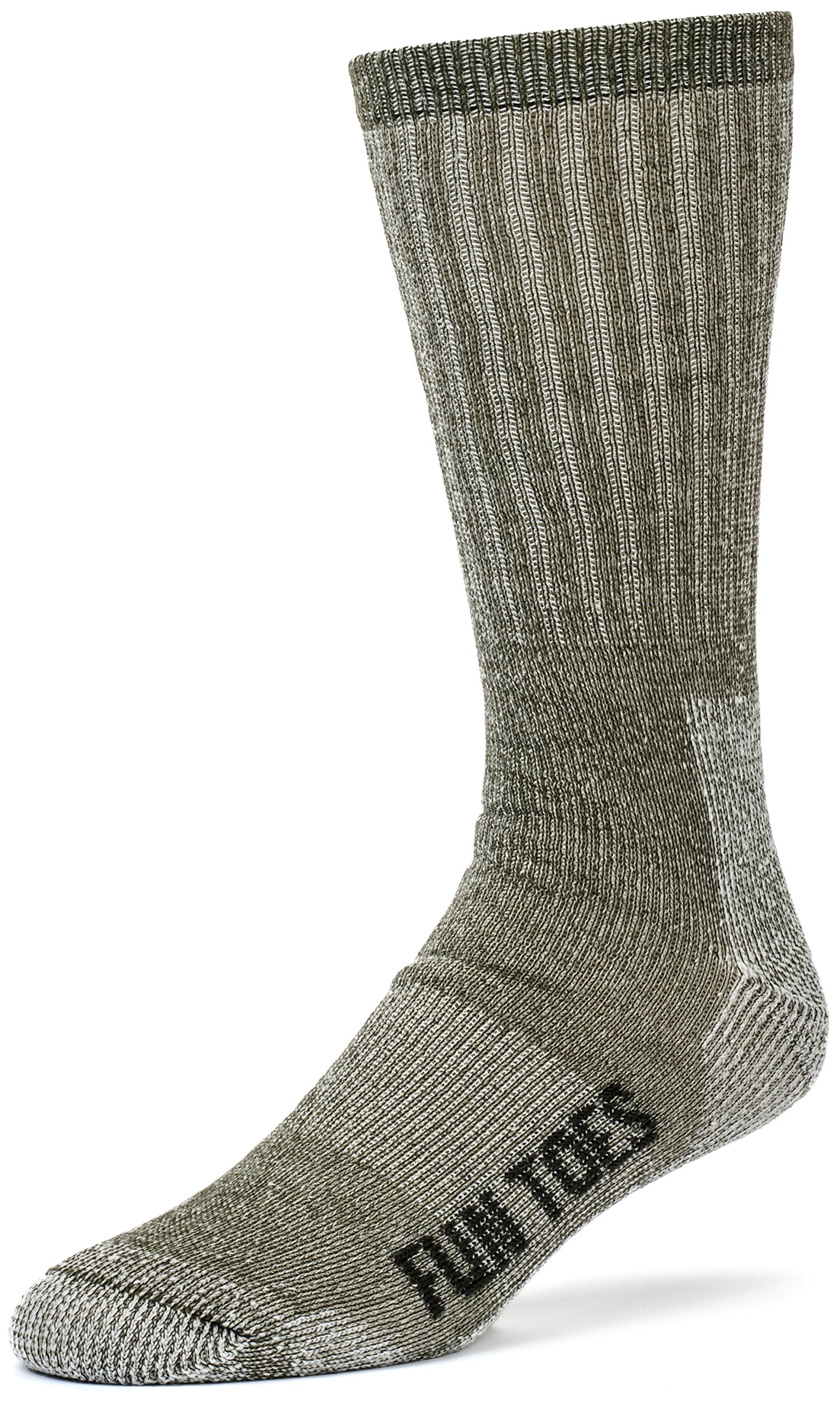 FUN TOES Boot Socks for Men, 3 Pairs Durable Thermal Insulated 80% Merino Wool Warm Hiking for Winter, Indoor or Outdoor (1 Black/1 Brown/1 Green)