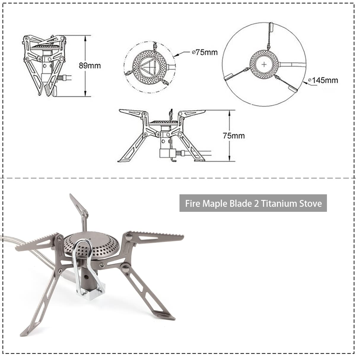Fire-Maple Blade 2 Titanium Backpacking Stove Camping Gas Burner with Preheating System Suitable for Cold Weather