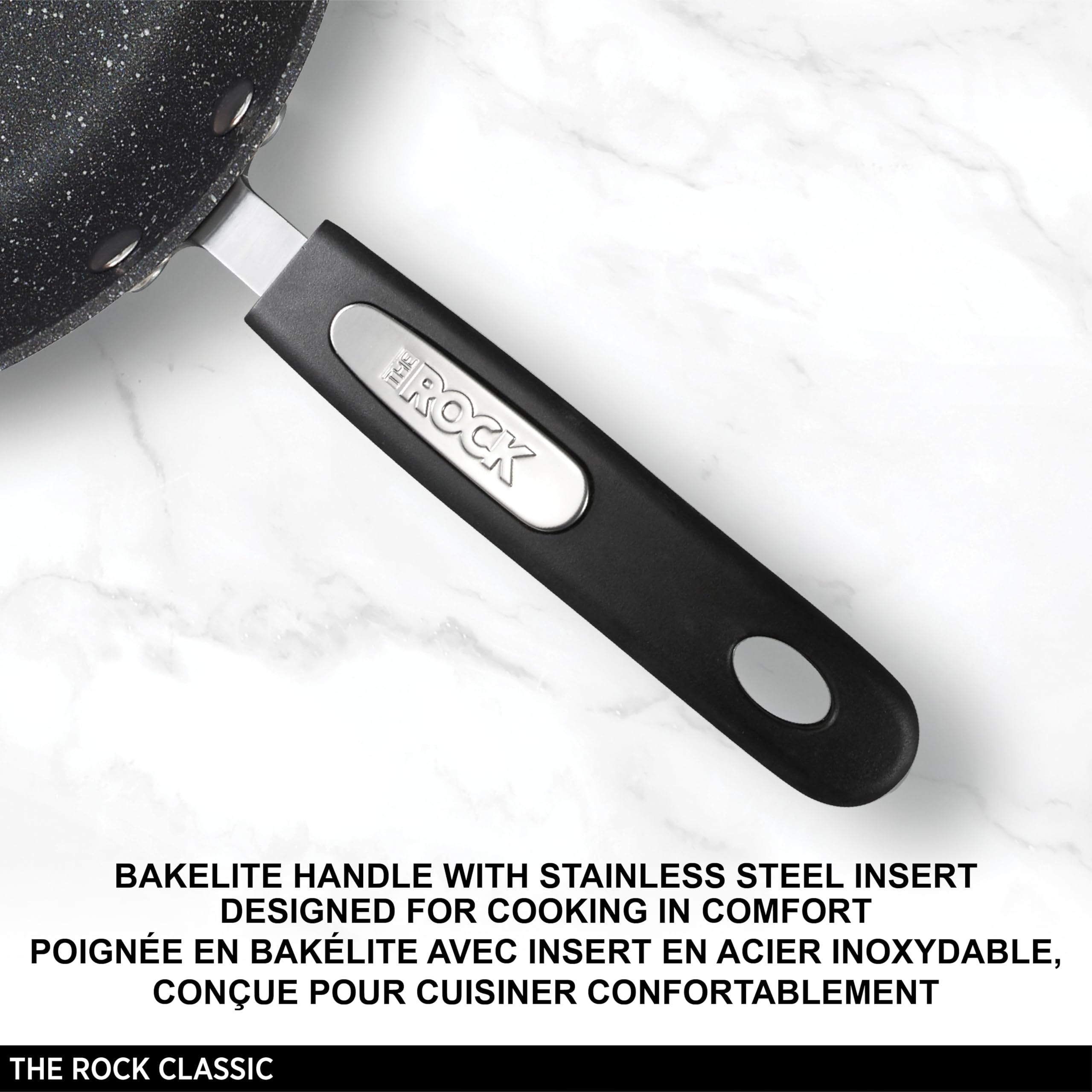 Starfrit The Rock 8-Piece Cookware Set with Bakelite Handles, Black