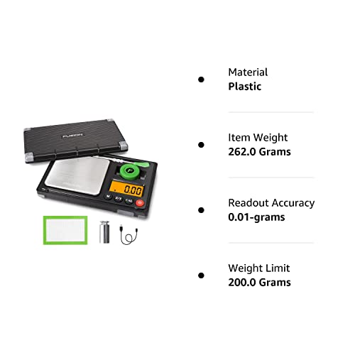 Fuzion Gram Scale, 200g/0.01g Rechargeable Pocket Scale, 6 Units Conversion, Mini Scale Gram and Ounce, Jewelry Scale, Portable Scale, Great for food, Spices, Powder, Coins