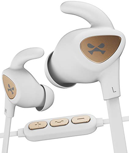 Ghostek Rush Series Wireless Sport Earbud Headphones with Built-in Microphone and Controls β White/Gold | in-Ear Earbuds with Comfortable Tips and Sweatproof Water Resistant