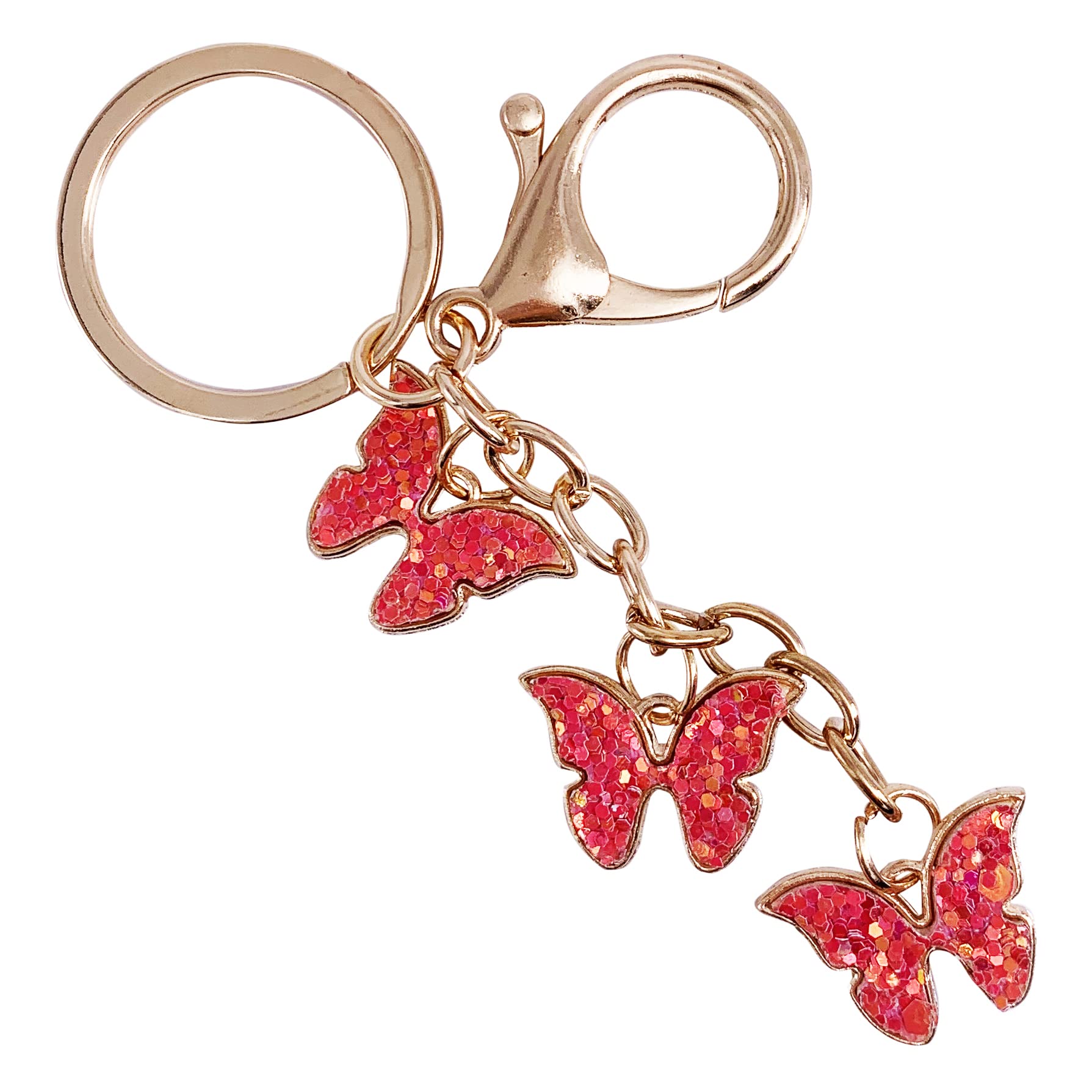 HAISWET Keychain Rose Red Butterfly Keyring for Grils Friend Bag Accessory Key Chain