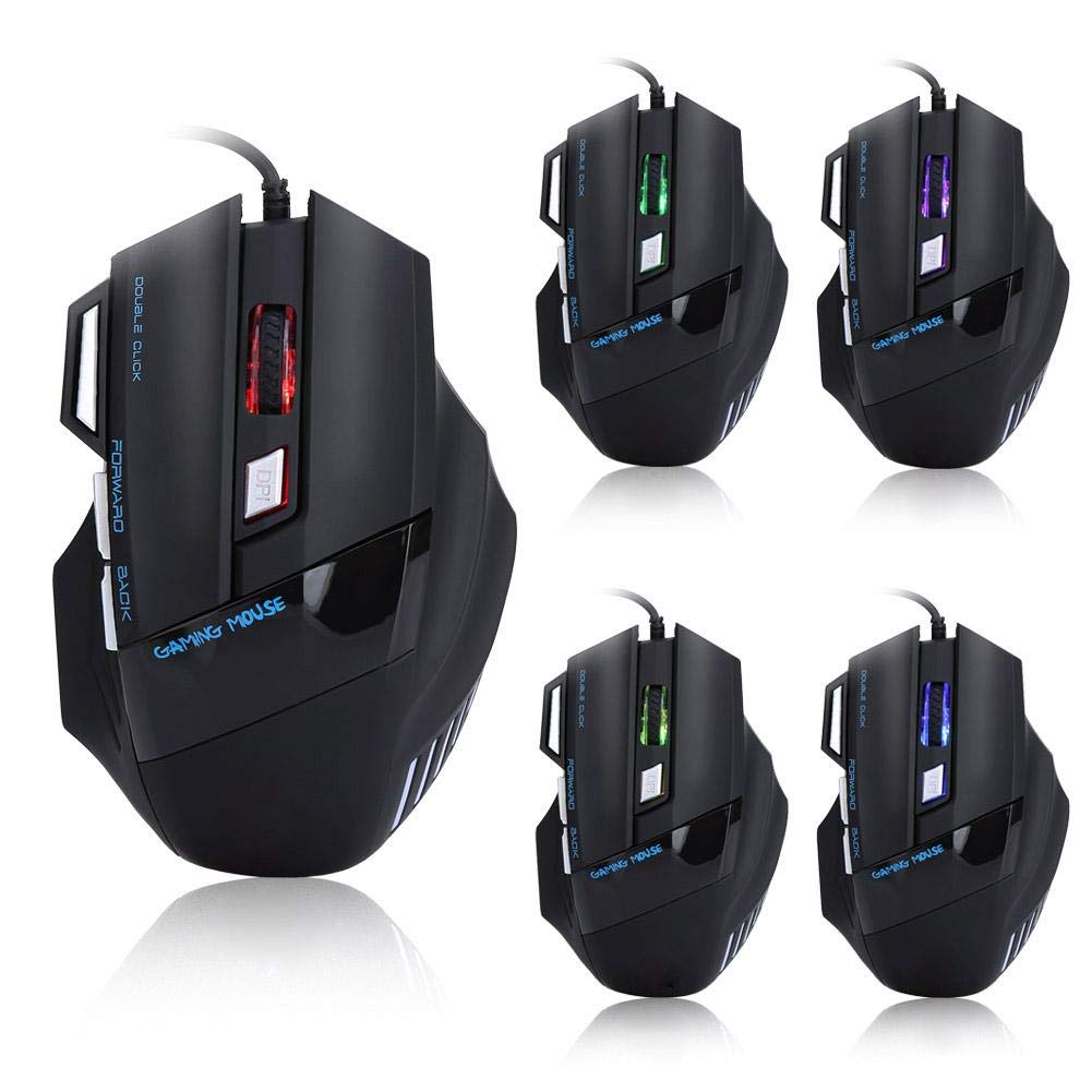 Gaming Mouse Wired,5500 DPI 7 Buttons Colorful Light Emitting Professional Optical Mechanical Wired Ergonomic Optical PC Computer Gaming Mice