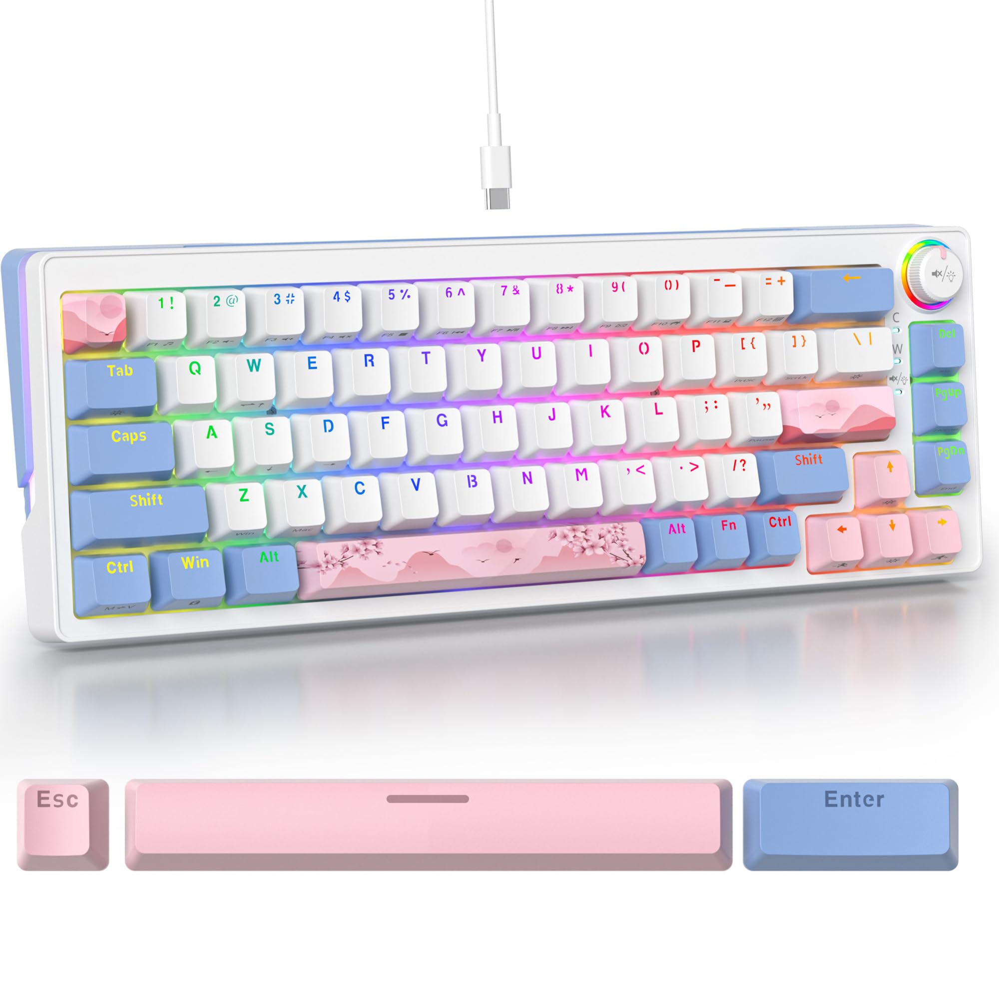 Guffercty kred Sk84 75 Percent Wired Gaming Mechanical Keyboard Hot-Swappable with Gateron Optical Red Switch RGB LED programmable N-Key Rollover for Mac Windows (Gateron Red Switch, Boo)