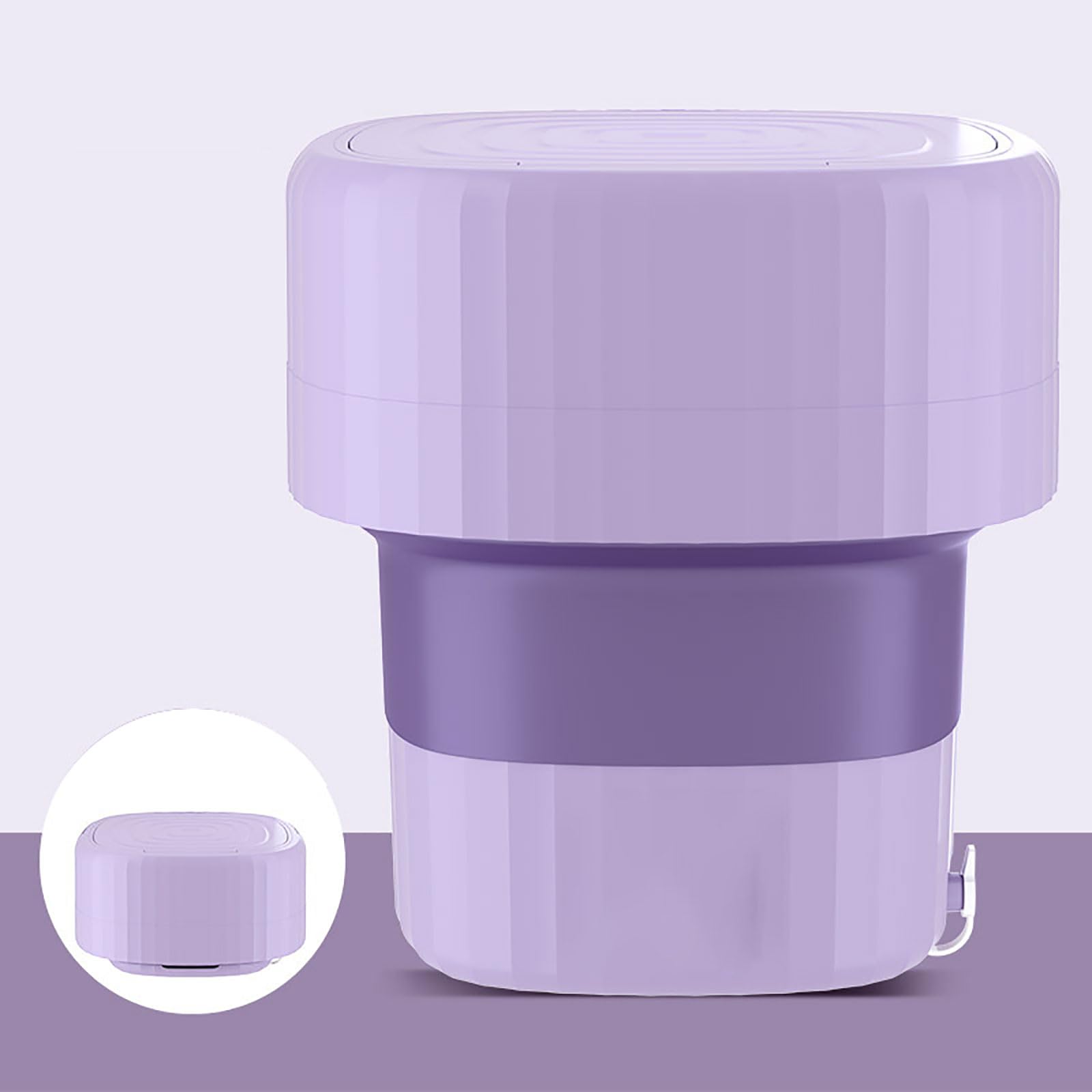 Foldable Mini Small Portable Washer Washing Machine Folding Washing Machine Bucket Washer for Clothes Laundry for Apartment Laundry Camping RV Travel Underwear Socks Clothes 9L Purple