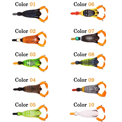 GaiRen Topwater Duck Soft Fishing Lure Realistic Propeller Floating Rubber Soft Bait with High Carbon Reinforced Hook 5PCS