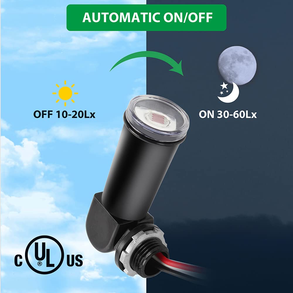 GBAYSA 1 Pack Outdoor Photoelectric Sensor,Dusk to Dawn Swivel Mount Conduit Lighting Control with Photocell,Automatic Adjustable Photo Sensor Switch for Indoor and Outdoor Light