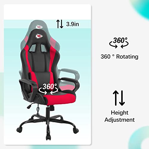 Gaming Chair High Back Computer Chair Comfortable Massage Office Chair Executive Racing Chair Adjustable Height Ergonomic PU Desk Chair with Lumbar Support Armrest for Home Office (Red, KC)
