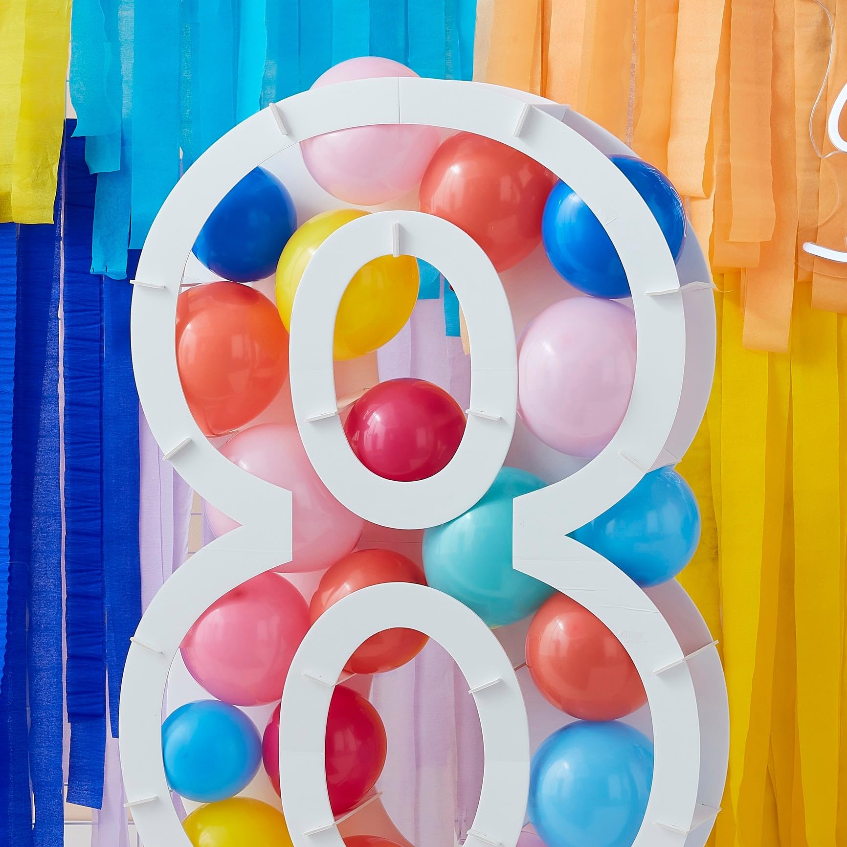 Ginger Ray Balloon Mosaic Number 8 Birthday Party Decoration,Rose Gold,rainbow