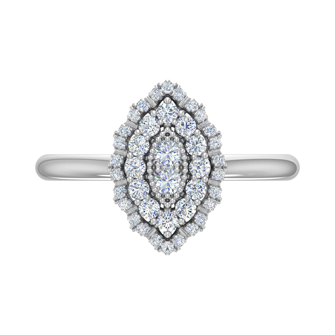 FINEROCK 1/3 Carat Diamond Marquise-Shaped Ring in 10K White Gold (Ring Size 7)