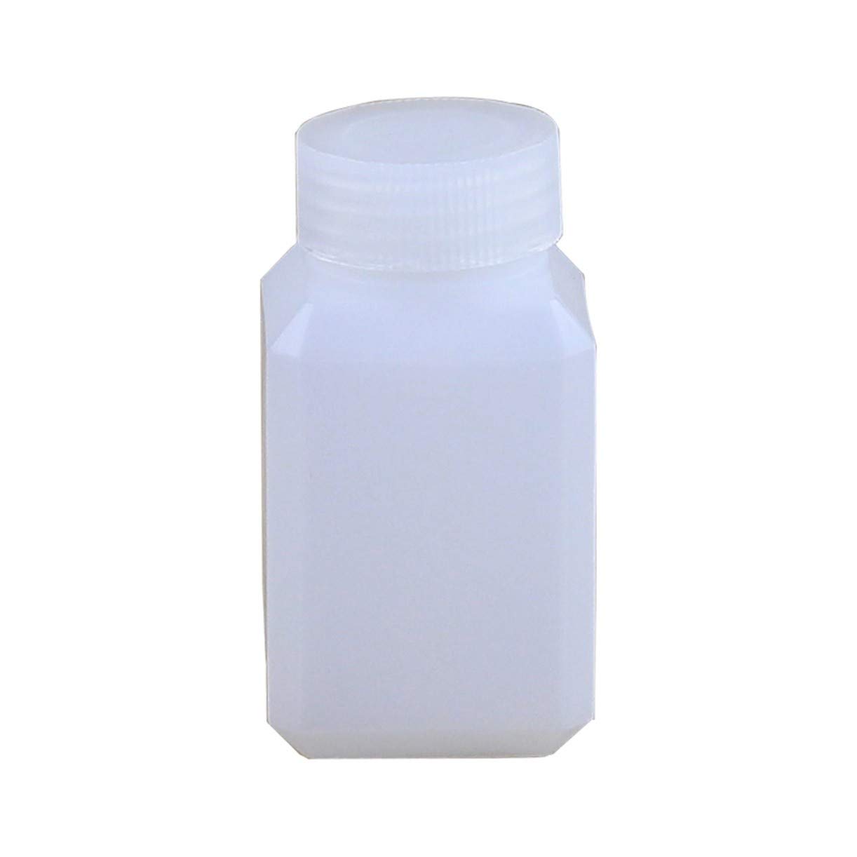 MUGgYz 50PC (60ml) Food Grade HDPE Bottle Empty Square Bottle with Screw Cover Leak-Proof Plastic Containers Laboratory Reagent Bottle