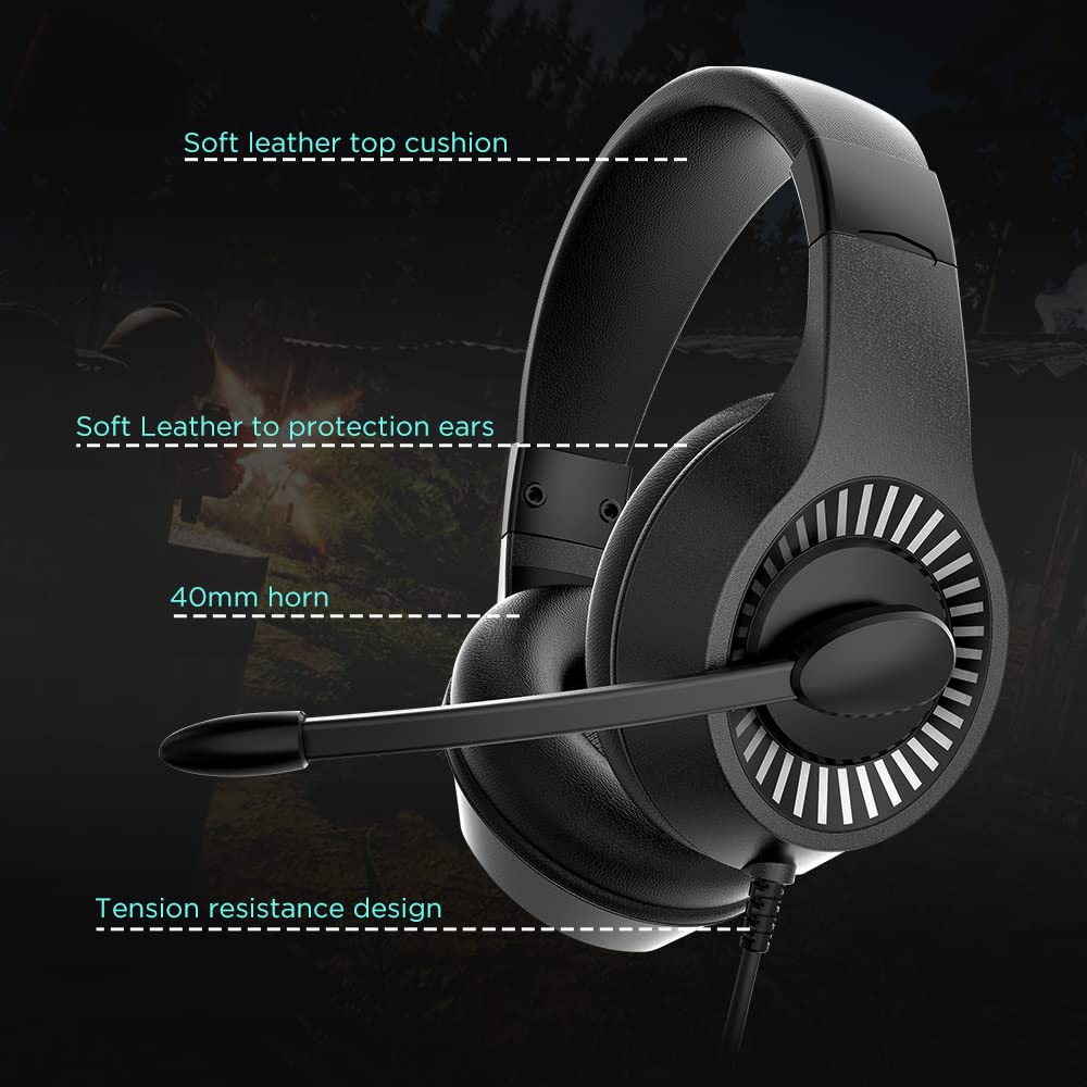 JAKO Gaming Headset, Headset with Noise Cancelling Microphone-Gaming Headphones for Xbox Series X, Xbox Series S, Xbox One, PS5, PS4, Mobile & PC with 3.5mm Jack (Black)
