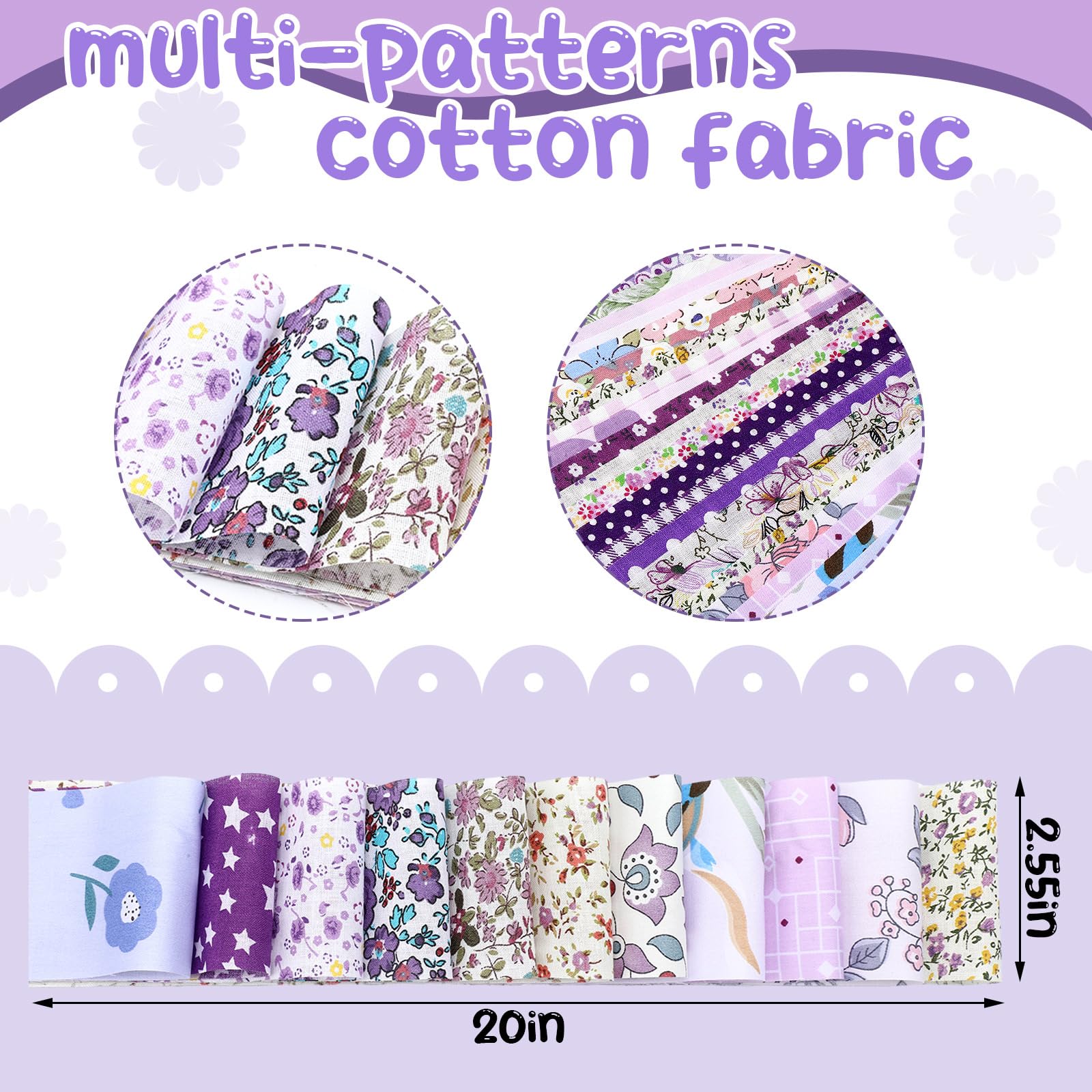 Ganeen 100 Pcs Cotton Fabric Patchwork Quilting Strips 2.56 Inch Precut Patchwork Roll Japanese Style Cotton Fabric Quilting Fabric Strips Craft for DIY Craft Sewing (Exquisite Floral)