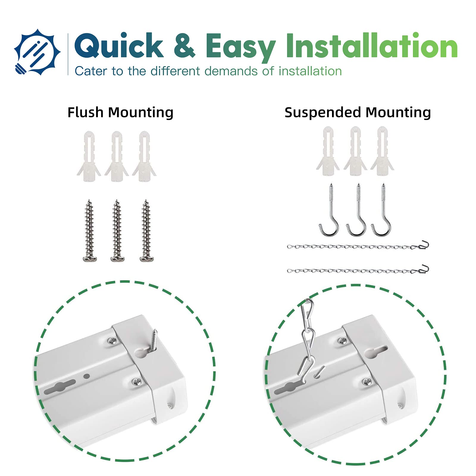 FREELICHT 6 Pack Linkable LED Utility Shop Light, 4000 LM, 4 FT, 48 Inch Integrated Fixture for Workshop, 40W Equivalent 260W, 5000K Daylight, Surface + Hanging Mount β ETL