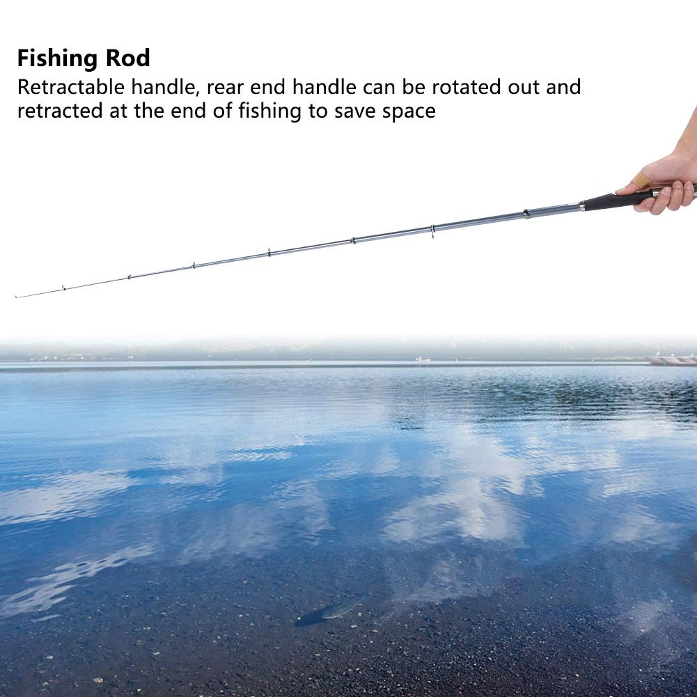 Fishing Rod with Premium Carbon Fiber Material Retractable Spinning Trolling Rod Telescopic Pole Tackle Accessory(150cm)