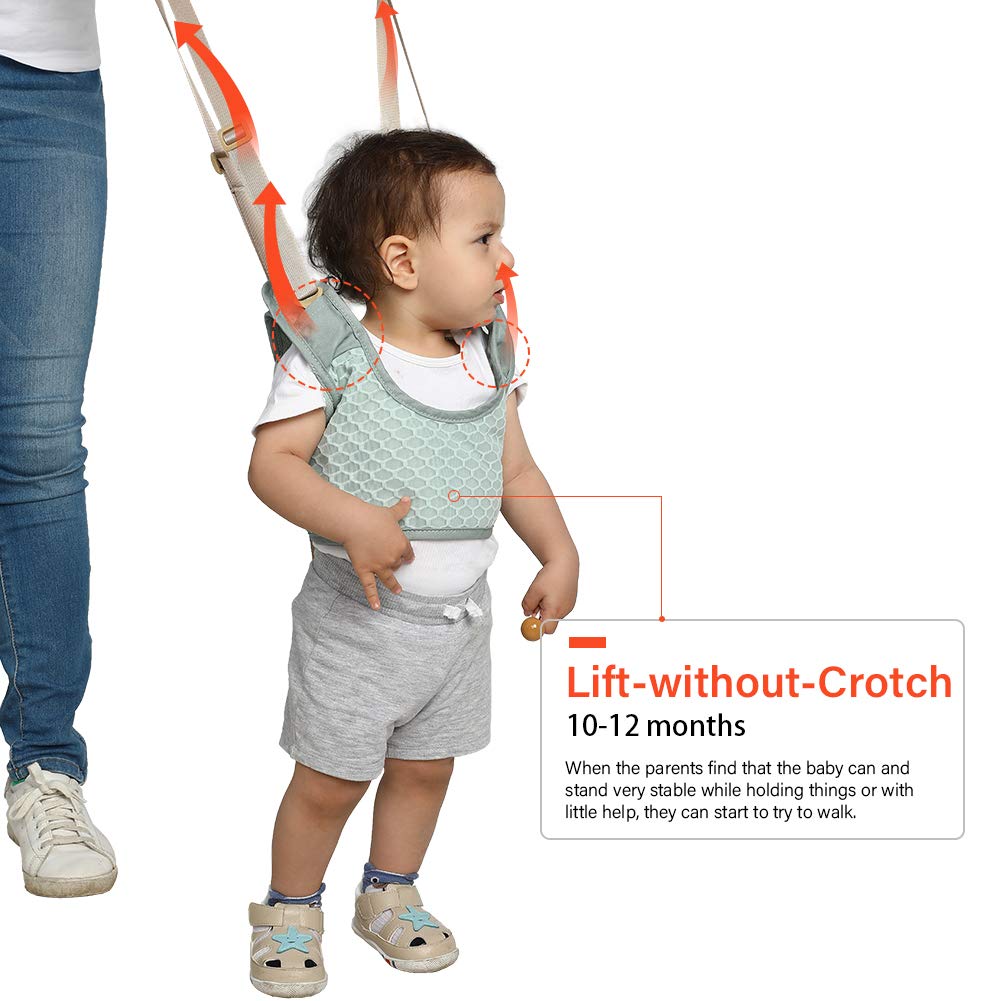 Handheld Baby Walking Harness for Kids, Adjustable Toddler Walking Assistant with Detachable Crotch, Safe Standing & Walk Learning Helper for 8+ Months Baby (Pink-Chick) (Grey-Puppy)