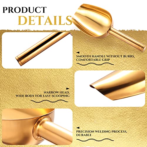 Roshtia 12 Pieces Gold Ice Scoops 5 oz Stainless Steel Mini Scoop Candy Scoops for Kitchen Dispenser Buffet Jars, Scooping Coffee Bean, Sugar, Flour, Spice