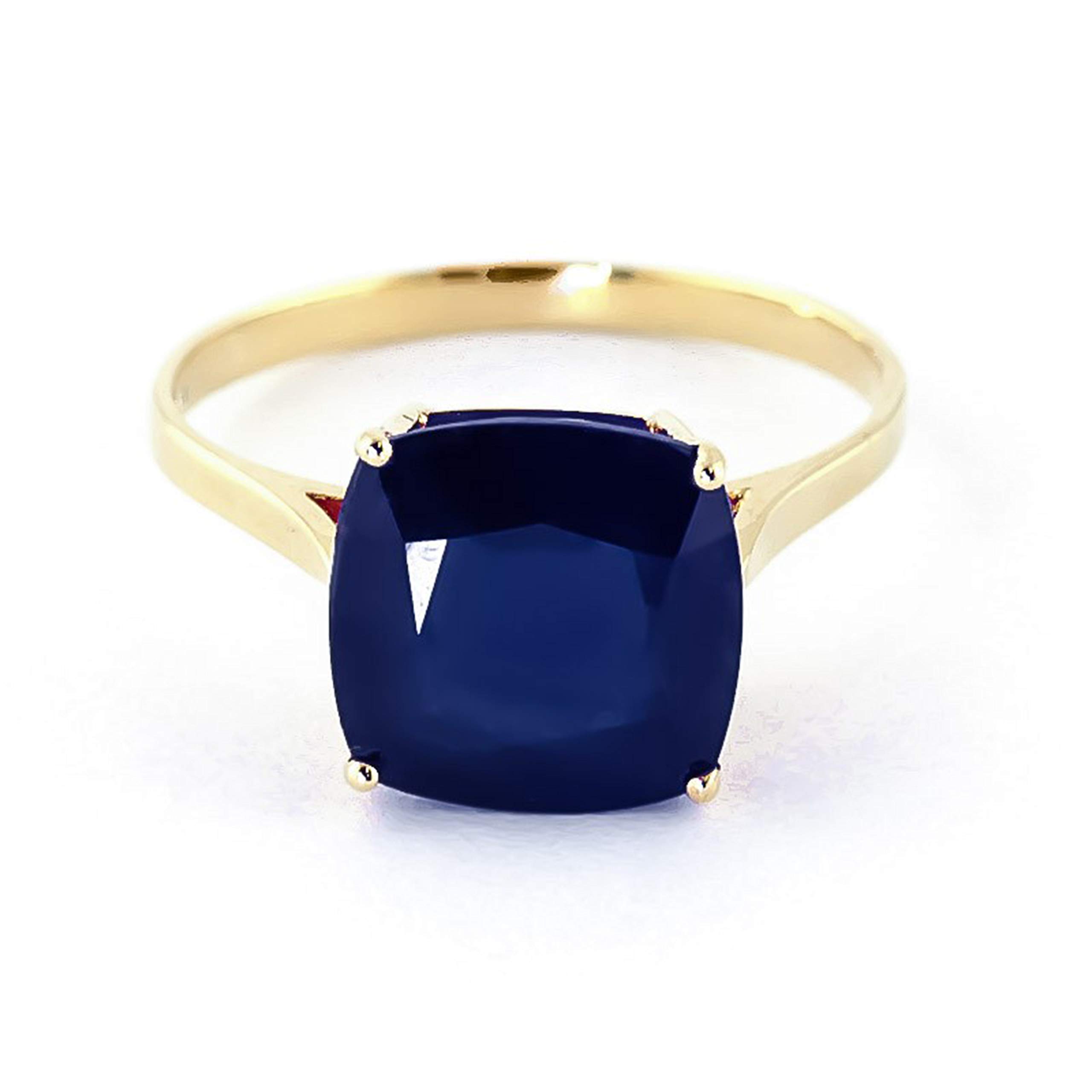 Galaxy Gold GG 14K Solid Yellow Gold Ring Natural Cushion 4.83 Carat Sapphire (9.0)