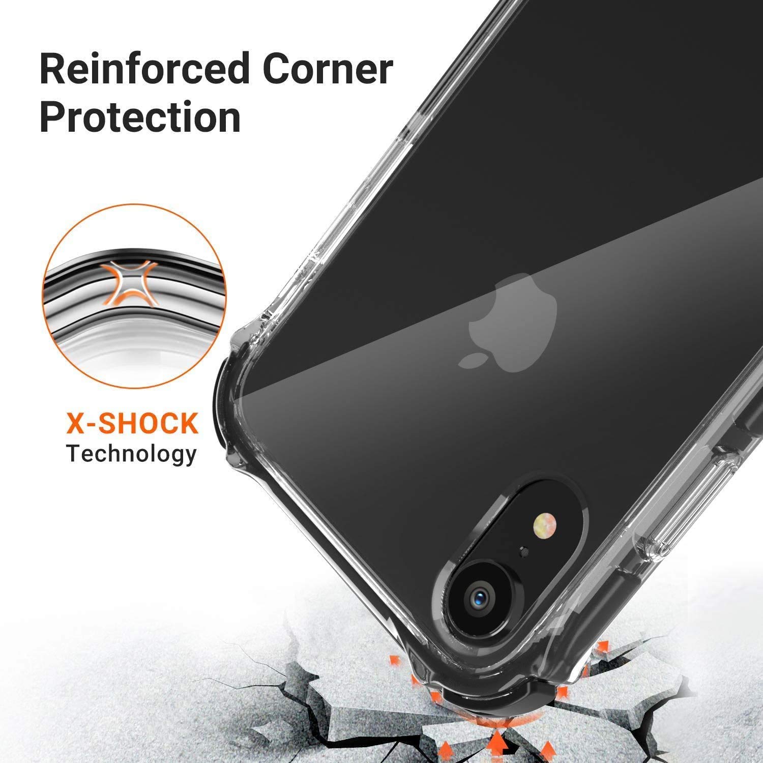 GPFILE Clear Shockproof iPhone XR Case - TPU Soft Bumper with Drop Resistance for 6.1 inch