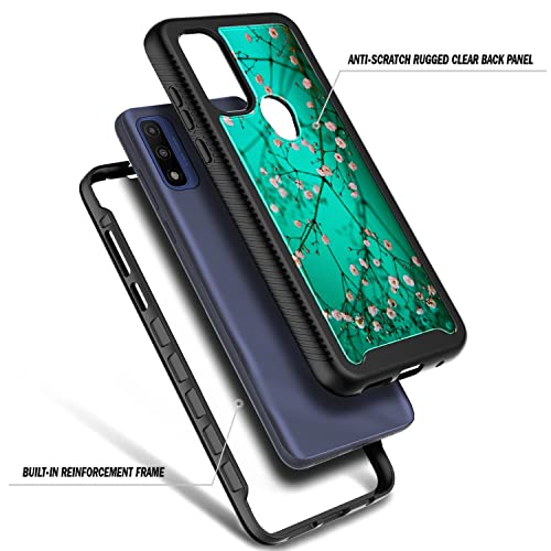 NZND Case for Motorola Moto G Pure, Moto G Play 2023/G Power 2022 with [Built-in Screen Protector], Full-Body Protective Shockproof Rugged Bumper Cover Durable Phone Case (Plum Blossom)