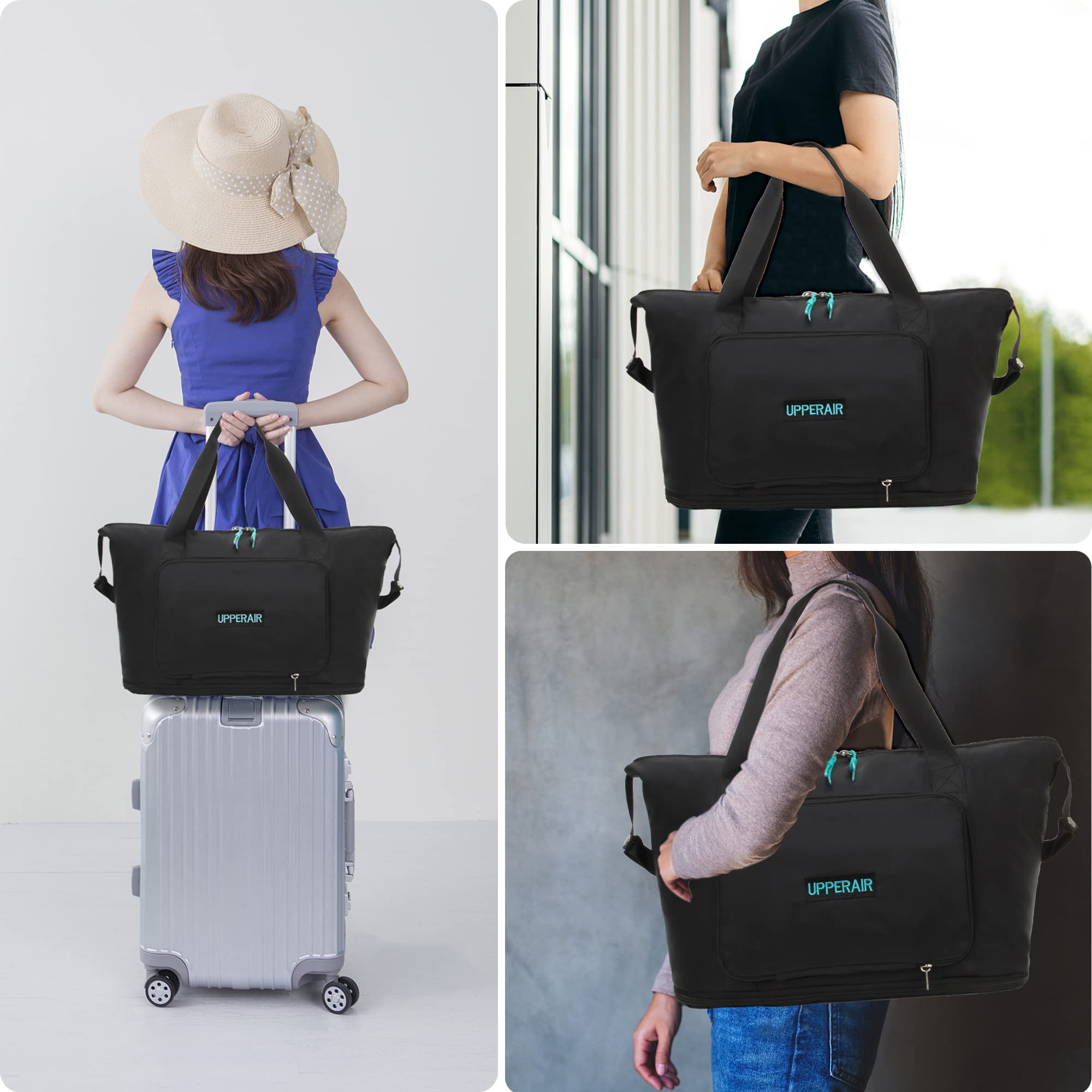 Foldable Travel Duffel Bag Portable Luggage Bag Large Capacity Lightweight Oxford Fabric Waterproof for Travel Work Errandable Weekend Stadium Gym Men and Women (Black)